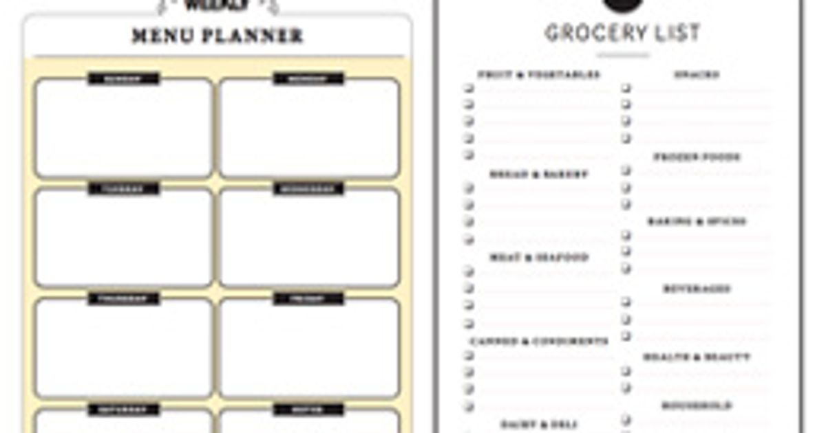 Weekly meal planner - Today's Parent