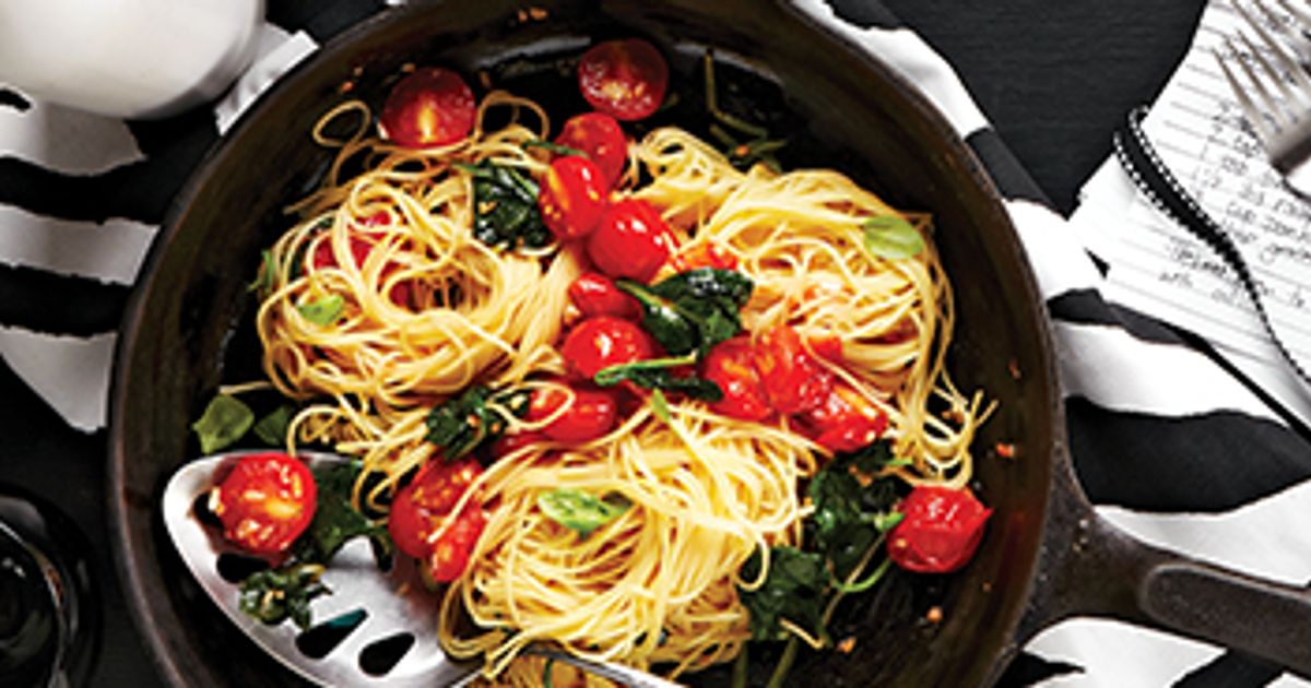 Capellini with Cherry Tomatoes and Spinach recipe - Today's Parent