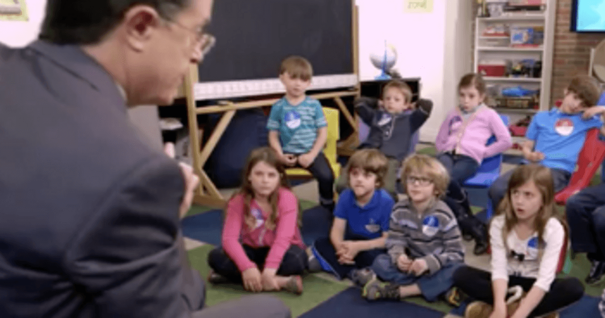Stephen Colbert discusses the presidential election with little kids ...