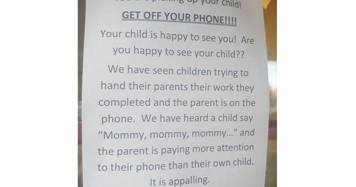 Daycare posts snarky sign about cellphones, parents everywhere freak ...