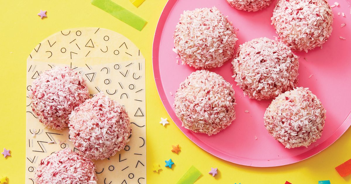 Pink almond-coconut snowballs - Today's Parent